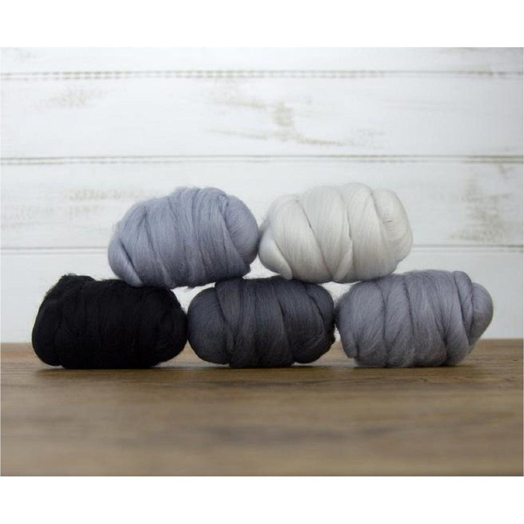 Mixed Merino Wool Variety Pack | Hazy Gray (Grays) 250 Grams, 23 Micro ...