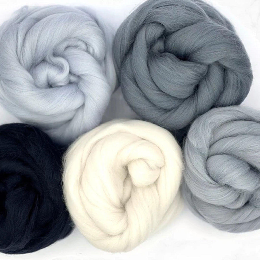 Mixed Merino Wool Variety Pack | Hazy Gray (Grays) 250 Grams, 23 Micro ...
